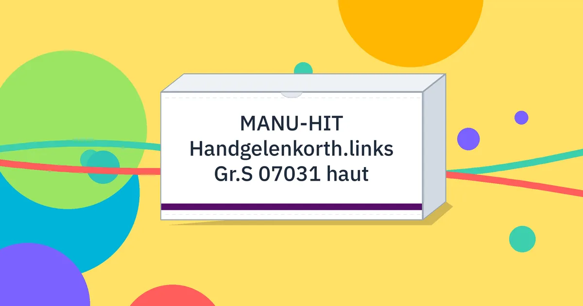 Symbolbild: Packung mit der Aufschrift MANU-HIT Handgelenkorth.links Gr.S 07031 haut (PZN 03097218) – Verfügbarkeit und Bezug in Apotheken in Frankfurt am Main