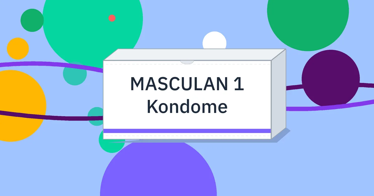 Symbolbild: Packung mit der Aufschrift MASCULAN 1 Kondome (PZN 06087574) – Verfügbarkeit und Bezug in Apotheken in Frankfurt am Main
