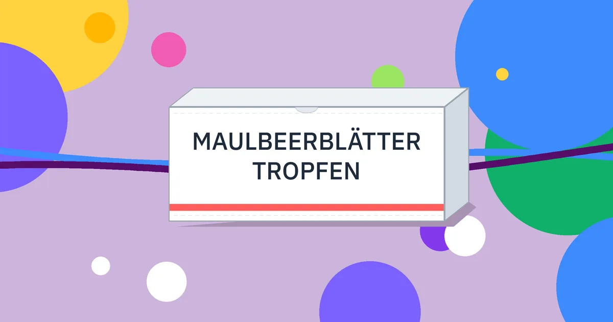Symbolbild: Packung mit der Aufschrift MAULBEERBLÄTTER TROPFEN (PZN 14282350) – Verfügbarkeit und Bezug in Apotheken in Frankfurt am Main