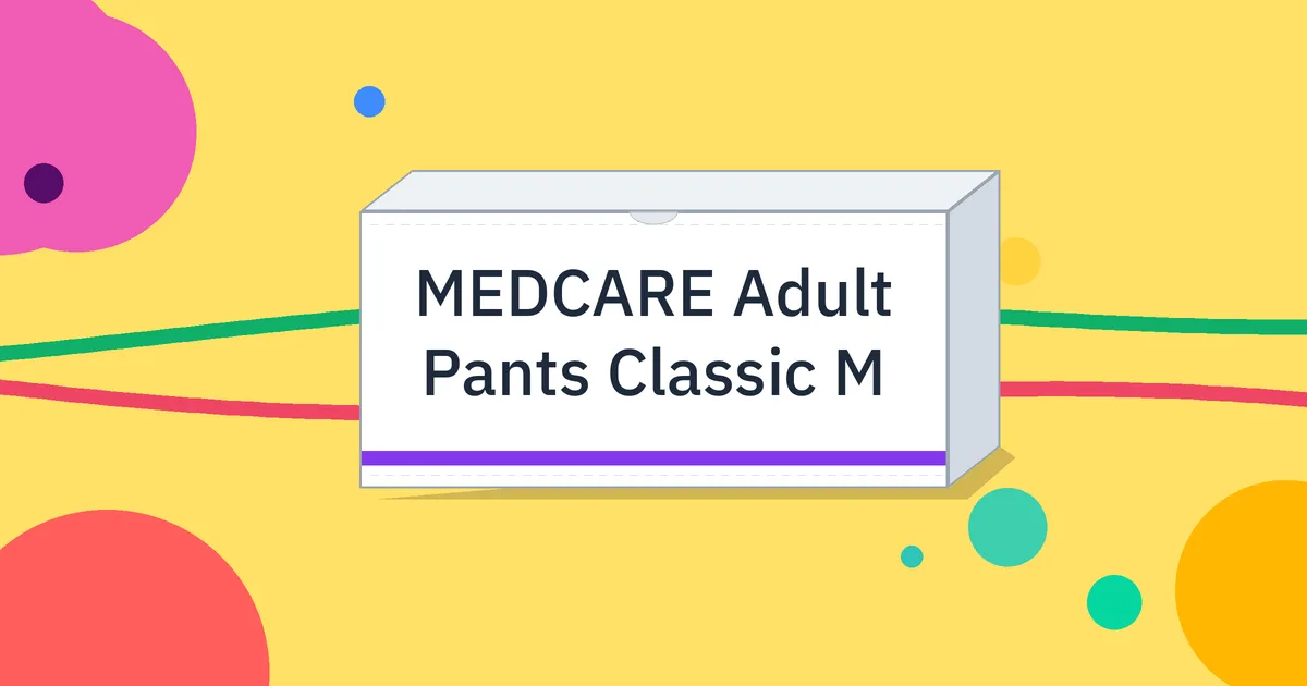 Symbolbild: Packung mit der Aufschrift MEDCARE Adult Pants Classic M (PZN 19810150) – Verfügbarkeit und Bezug in Apotheken in Frankfurt am Main