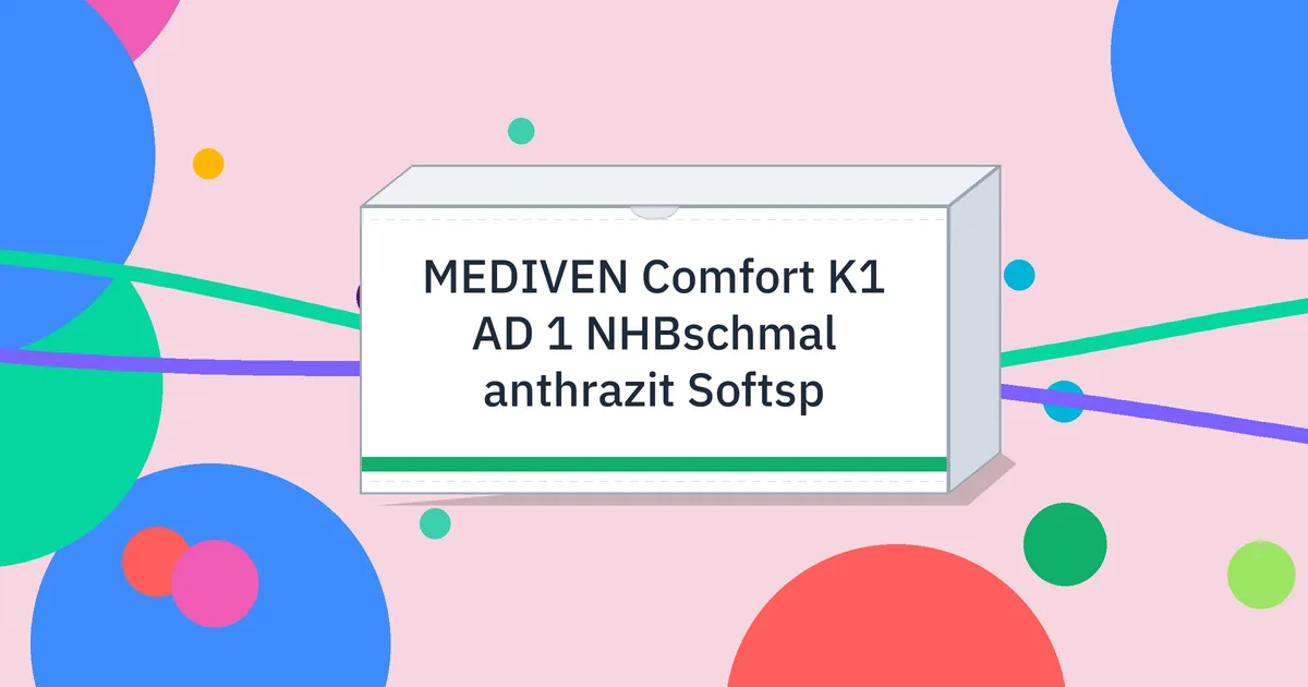 Symbolbild: Packung mit der Aufschrift MEDIVEN Comfort K1 AD 1 NHBschmal anthrazit Softsp (PZN 14561297) – Verfügbarkeit und Bezug in Apotheken in Frankfurt am Main