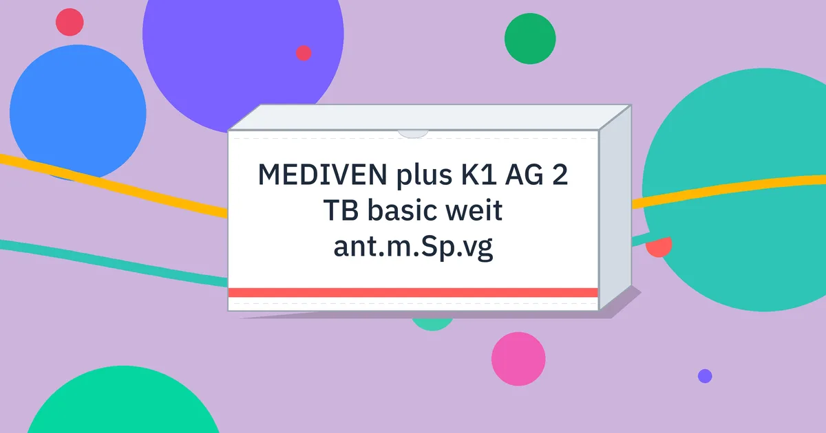 Symbolbild: Packung mit der Aufschrift MEDIVEN plus K1 AG 2 TB basic weit ant.m.Sp.vg (PZN 15058330) – Verfügbarkeit und Bezug in Apotheken in Frankfurt am Main