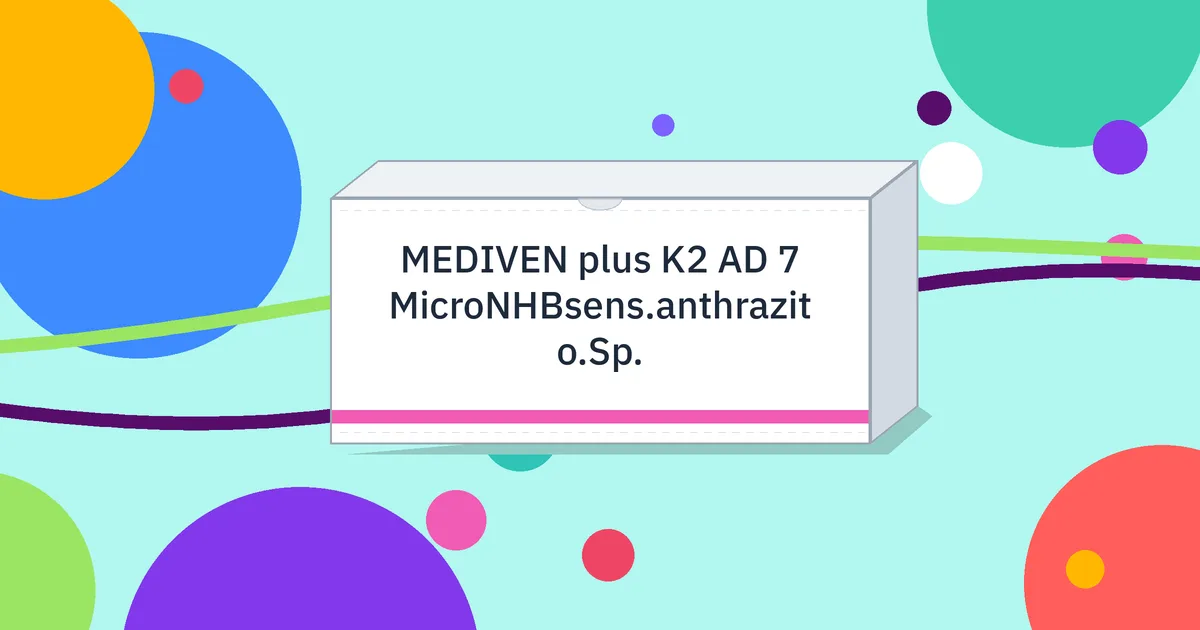 Symbolbild: Packung mit der Aufschrift MEDIVEN plus K2 AD 7 MicroNHBsens.anthrazit o.Sp. (PZN 15932123) – Verfügbarkeit und Bezug in Apotheken in Frankfurt am Main
