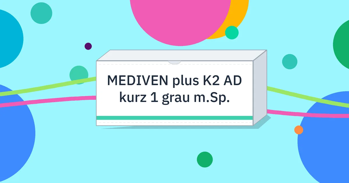 Symbolbild: Packung mit der Aufschrift MEDIVEN plus K2 AD kurz 1 grau m.Sp. (PZN 18946841) – Verfügbarkeit und Bezug in Apotheken in Frankfurt am Main