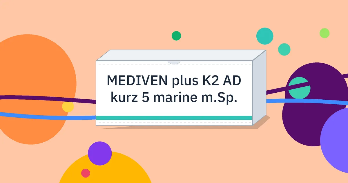 Symbolbild: Packung mit der Aufschrift MEDIVEN plus K2 AD kurz 5 marine m.Sp. (PZN 15096419) – Verfügbarkeit und Bezug in Apotheken in Frankfurt am Main