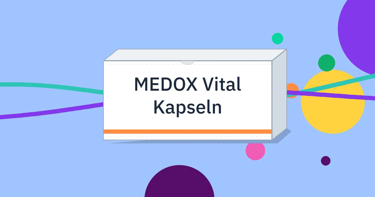 Symbolbild: Packung mit der Aufschrift MEDOX Vital Kapseln (PZN 16236294) – Verfügbarkeit und Bezug in Apotheken in Frankfurt am Main