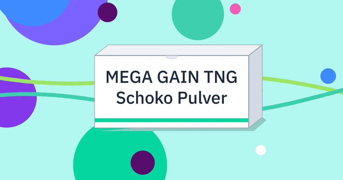Symbolbild: Packung mit der Aufschrift MEGA GAIN TNG Schoko Pulver (PZN 07302141) – Verfügbarkeit und Bezug in Apotheken in Frankfurt am Main