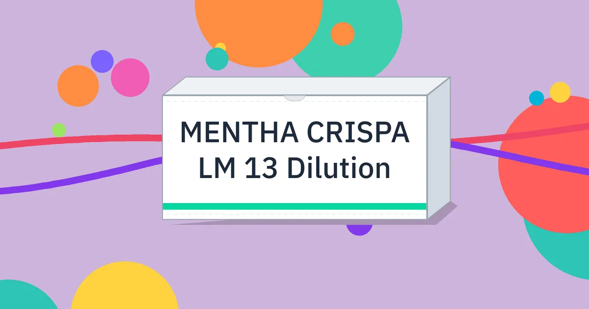 Symbolbild: Packung mit der Aufschrift MENTHA CRISPA LM 13 Dilution (PZN 13603757) – Verfügbarkeit und Bezug in Apotheken in Frankfurt am Main