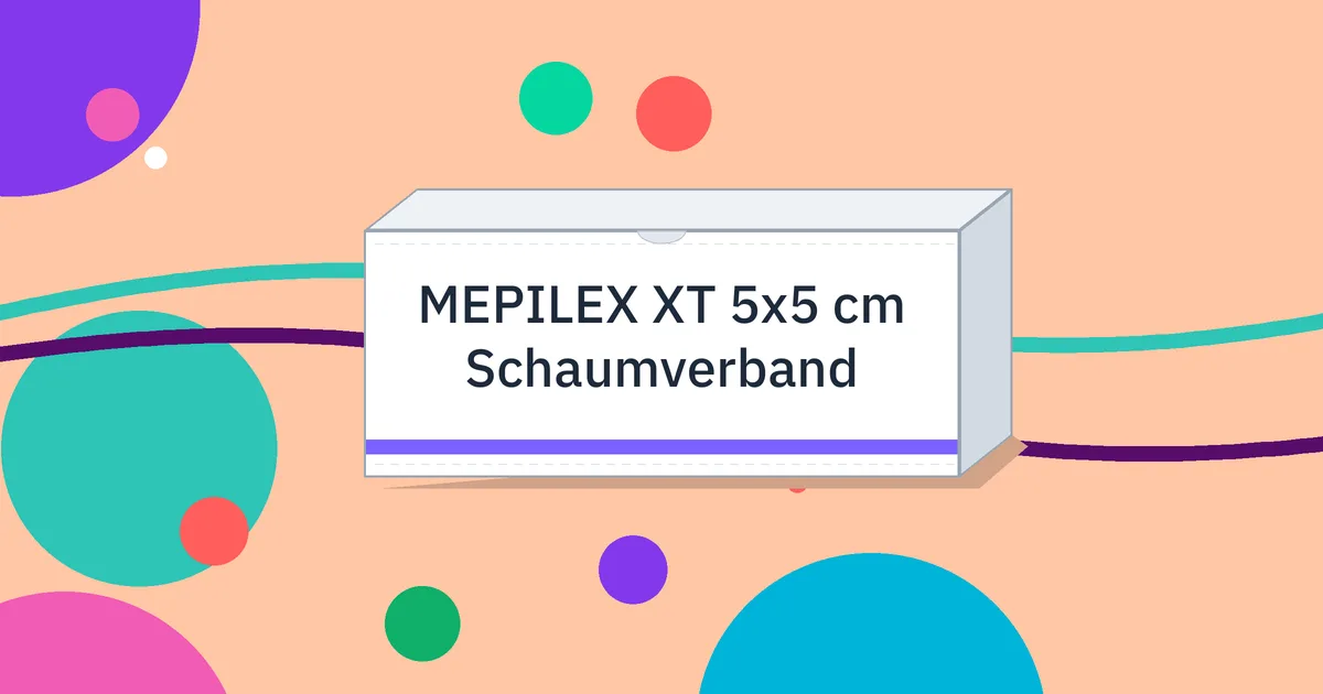 Symbolbild: Packung mit der Aufschrift MEPILEX XT 5x5 cm Schaumverband (PZN 11513949) – Verfügbarkeit und Bezug in Apotheken in Frankfurt am Main