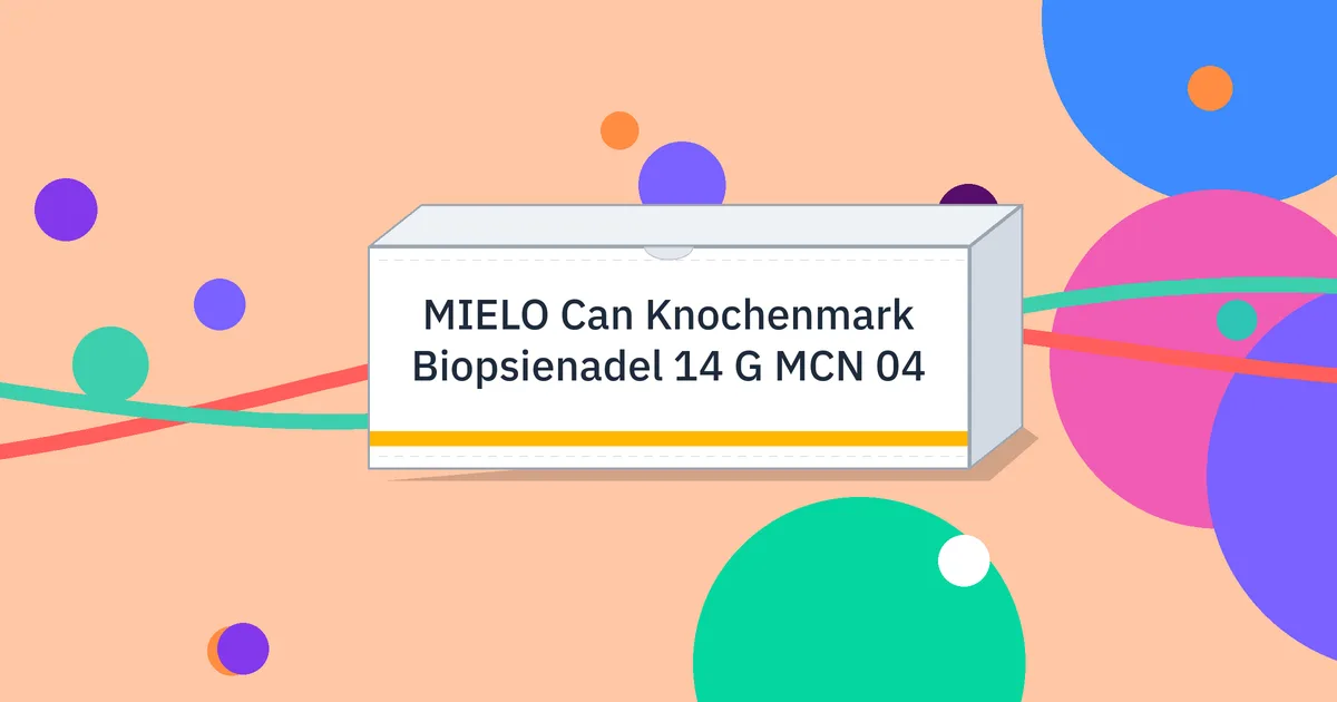 Symbolbild: Packung mit der Aufschrift MIELO Can Knochenmark Biopsienadel 14 G MCN 04 (PZN 00299341) – Verfügbarkeit und Bezug in Apotheken in Frankfurt am Main