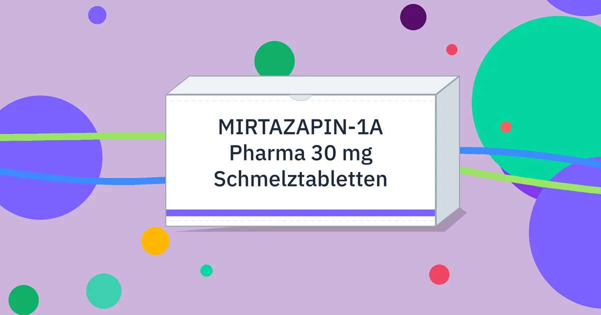 Symbolbild: Packung mit der Aufschrift MIRTAZAPIN-1A Pharma 30 mg Schmelztabletten (PZN 06320929) – Verfügbarkeit und Bezug in Apotheken in Frankfurt am Main