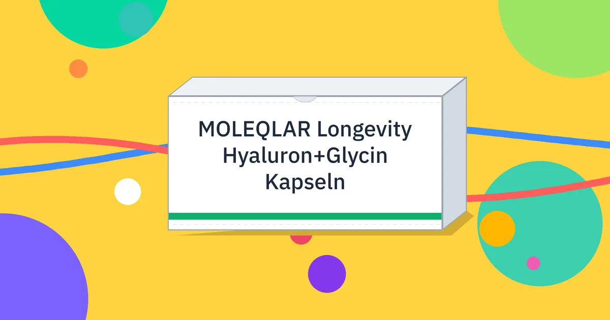 Symbolbild: Packung mit der Aufschrift MOLEQLAR Longevity Hyaluron+Glycin Kapseln (PZN 19488777) – Verfügbarkeit und Bezug in Apotheken in Frankfurt am Main