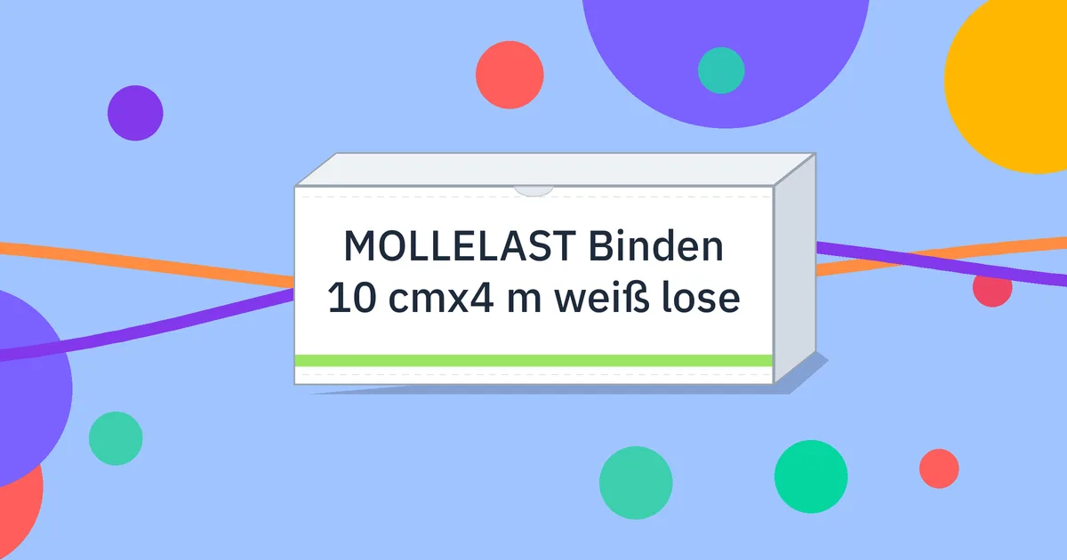 Symbolbild: Packung mit der Aufschrift MOLLELAST Binden 10 cmx4 m weiß lose (PZN 07402434) – Verfügbarkeit und Bezug in Apotheken in Frankfurt am Main