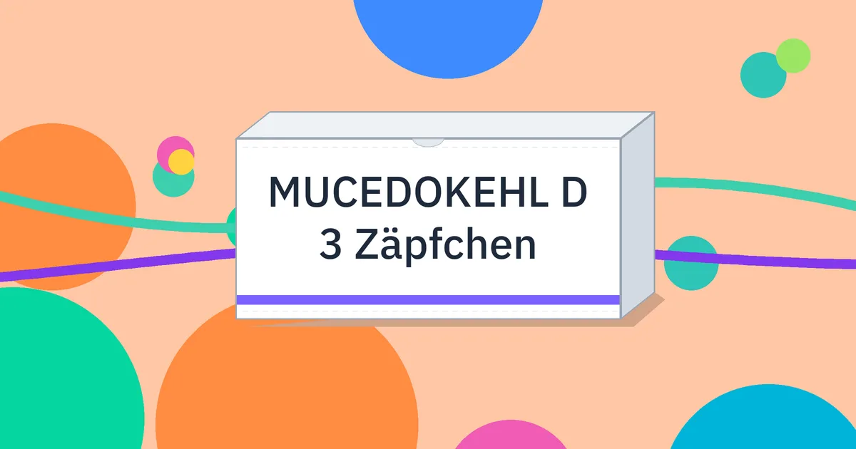 Symbolbild: Packung mit der Aufschrift MUCEDOKEHL D 3 Zäpfchen (PZN 03685665) – Verfügbarkeit und Bezug in Apotheken in Frankfurt am Main