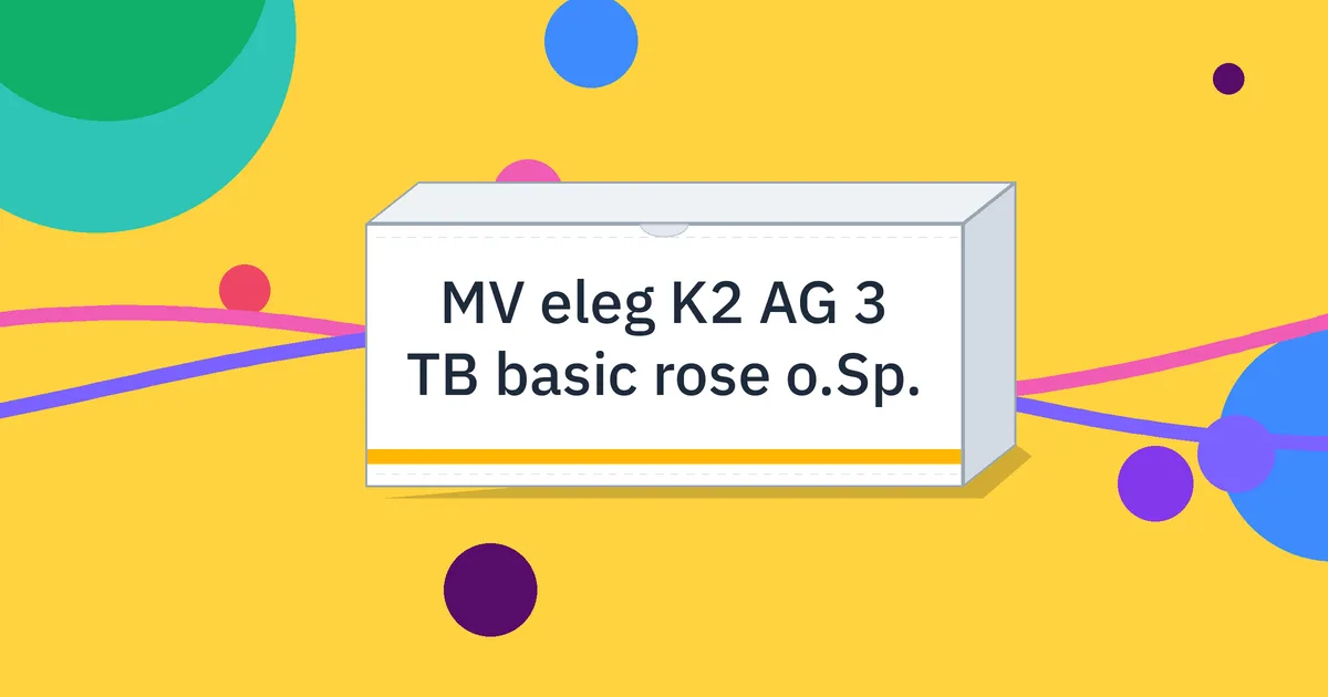 Symbolbild: Packung mit der Aufschrift MV eleg K2 AG 3 TB basic rose o.Sp. (PZN 14700698) – Verfügbarkeit und Bezug in Apotheken in Frankfurt am Main