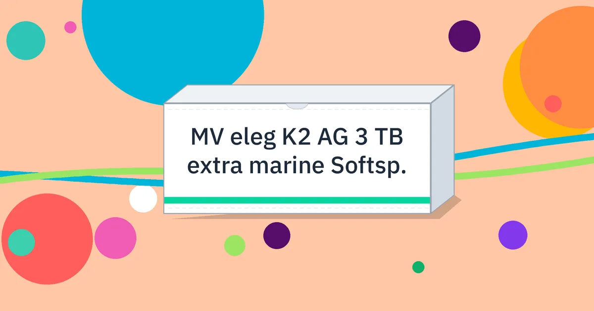 Symbolbild: Packung mit der Aufschrift MV eleg K2 AG 3 TB extra marine Softsp. (PZN 14610647) – Verfügbarkeit und Bezug in Apotheken in Frankfurt am Main