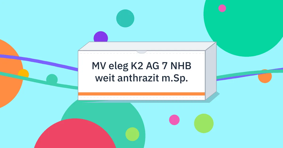 Symbolbild: Packung mit der Aufschrift MV eleg K2 AG 7 NHB weit anthrazit m.Sp. (PZN 15728144) – Verfügbarkeit und Bezug in Apotheken in Frankfurt am Main