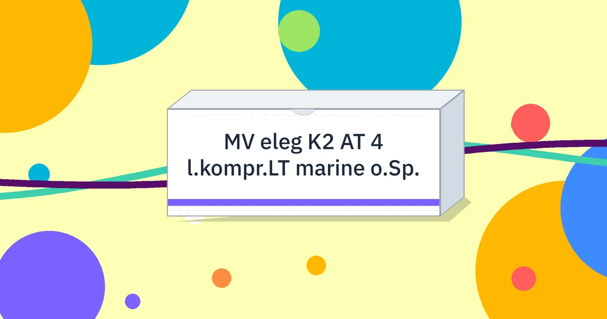 Symbolbild: Packung mit der Aufschrift MV eleg K2 AT 4 l.kompr.LT marine o.Sp. (PZN 15285988) – Verfügbarkeit und Bezug in Apotheken in Frankfurt am Main