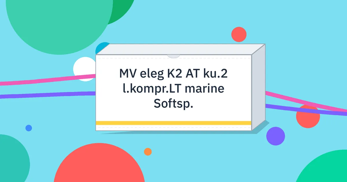 Symbolbild: Packung mit der Aufschrift MV eleg K2 AT ku.2 l.kompr.LT marine Softsp. (PZN 15287935) – Verfügbarkeit und Bezug in Apotheken in Frankfurt am Main