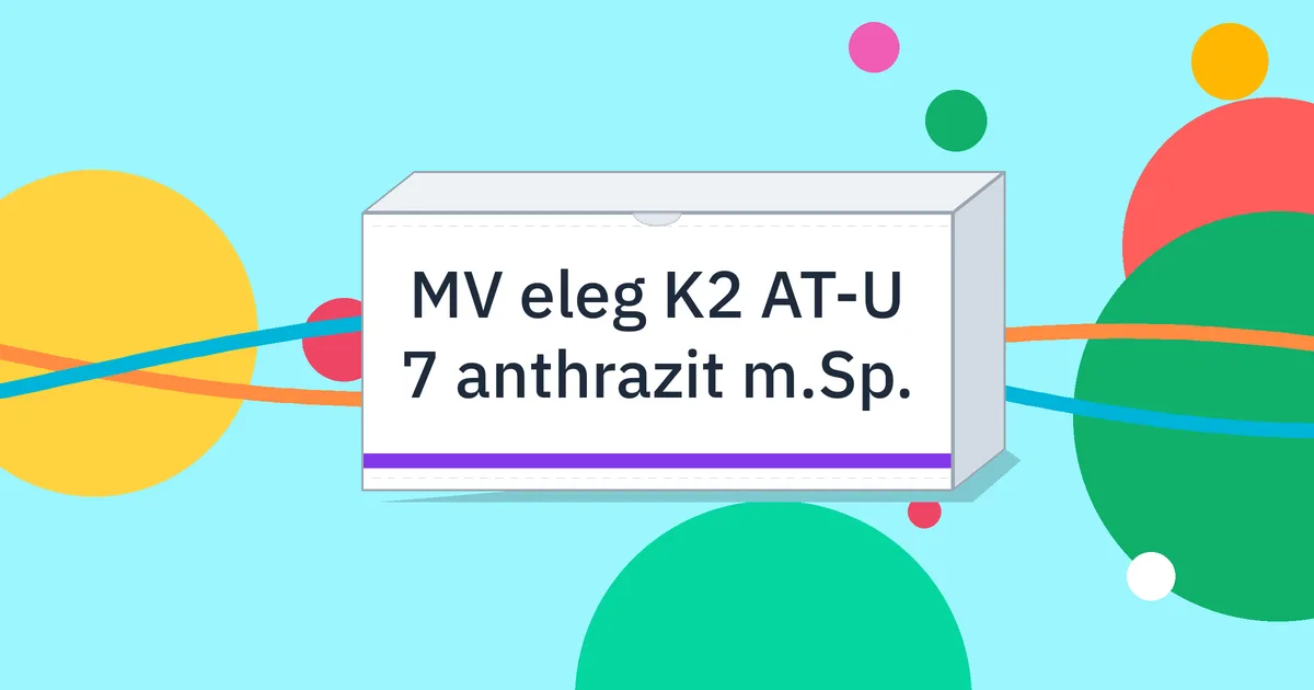 Symbolbild: Packung mit der Aufschrift MV eleg K2 AT-U 7 anthrazit m.Sp. (PZN 00643465) – Verfügbarkeit und Bezug in Apotheken in Frankfurt am Main
