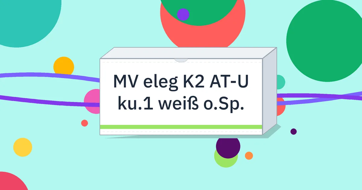Symbolbild: Packung mit der Aufschrift MV eleg K2 AT-U ku.1 weiß o.Sp. (PZN 00315985) – Verfügbarkeit und Bezug in Apotheken in Frankfurt am Main