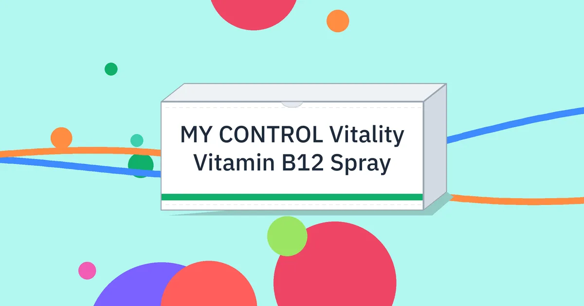 Symbolbild: Packung mit der Aufschrift MY CONTROL Vitality Vitamin B12 Spray (PZN 18455103) – Verfügbarkeit und Bezug in Apotheken in Frankfurt am Main
