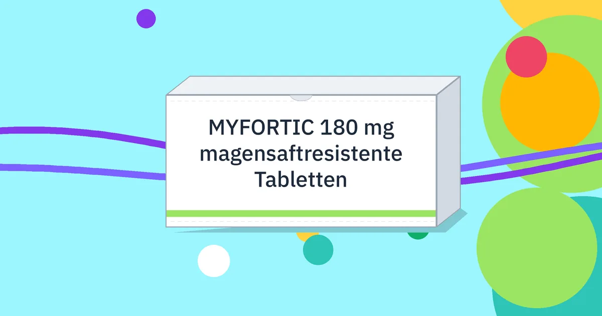 Symbolbild: Packung mit der Aufschrift MYFORTIC 180 mg magensaftresistente Tabletten (PZN 10738304) – Verfügbarkeit und Bezug in Apotheken in Frankfurt am Main