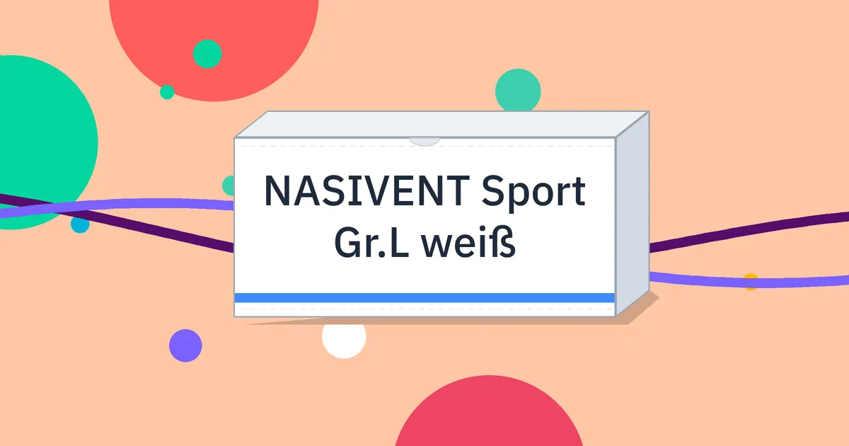 Symbolbild: Packung mit der Aufschrift NASIVENT Sport Gr.L weiß (PZN 16882841) – Verfügbarkeit und Bezug in Apotheken in Frankfurt am Main