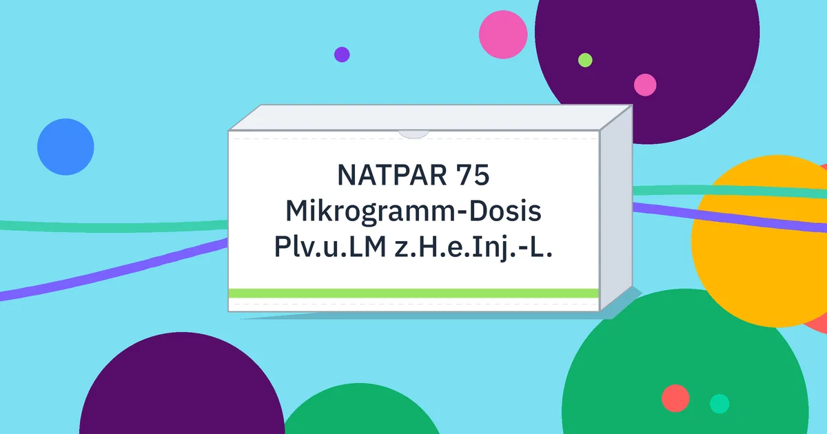 Symbolbild: Packung mit der Aufschrift NATPAR 75 Mikrogramm-Dosis Plv.u.LM z.H.e.Inj.-L. (PZN 19114350) – Verfügbarkeit und Bezug in Apotheken in Frankfurt am Main
