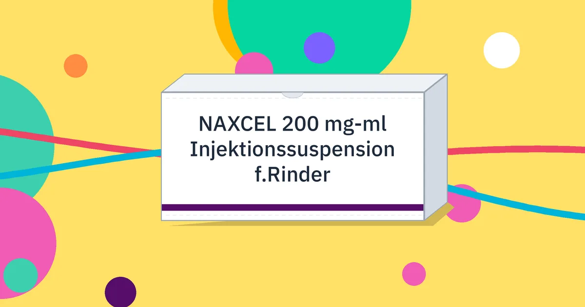 Symbolbild: Packung mit der Aufschrift NAXCEL 200 mg-ml Injektionssuspension f.Rinder (PZN 12731335) – Verfügbarkeit und Bezug in Apotheken in Frankfurt am Main