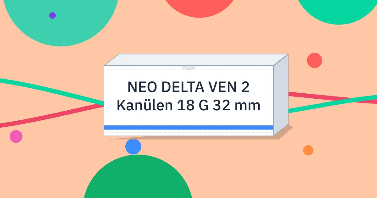 Symbolbild: Packung mit der Aufschrift NEO DELTA VEN 2 Kanülen 18 G 32 mm (PZN 07758125) – Verfügbarkeit und Bezug in Apotheken in Frankfurt am Main