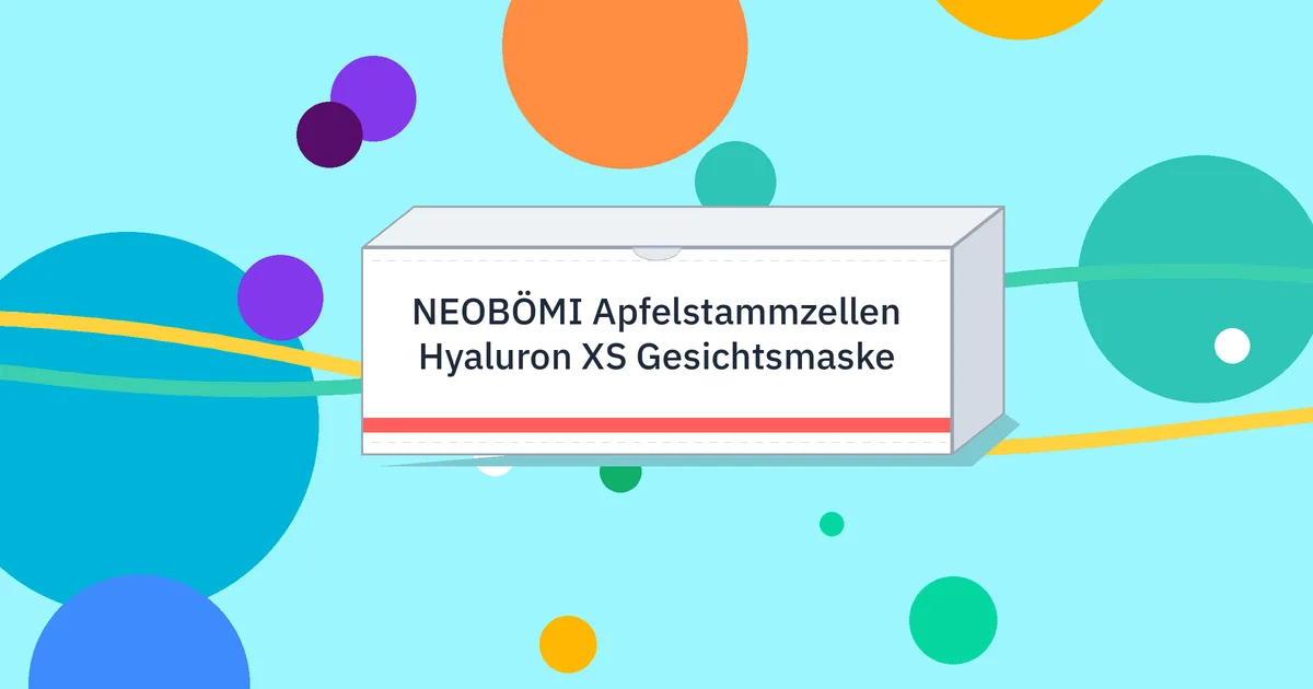 Symbolbild: Packung mit der Aufschrift NEOBÖMI Apfelstammzellen Hyaluron XS Gesichtsmaske (PZN 17573295) – Verfügbarkeit und Bezug in Apotheken in Frankfurt am Main