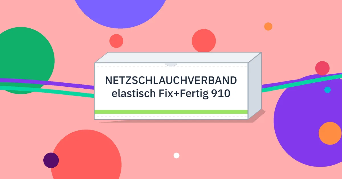 Symbolbild: Packung mit der Aufschrift NETZSCHLAUCHVERBAND elastisch Fix+Fertig 910 (PZN 02092288) – Verfügbarkeit und Bezug in Apotheken in Frankfurt am Main