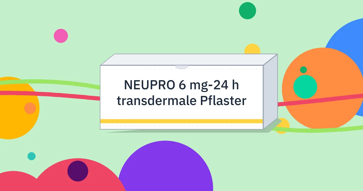 Symbolbild: Packung mit der Aufschrift NEUPRO 6 mg-24 h transdermale Pflaster (PZN 10095036) – Verfügbarkeit und Bezug in Apotheken in Frankfurt am Main