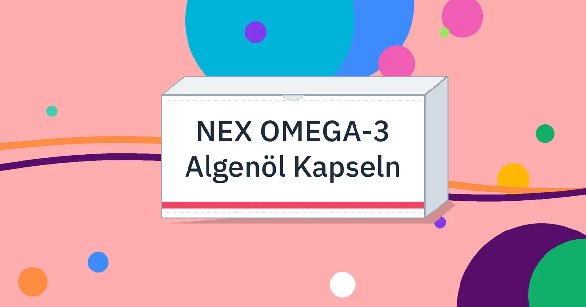 Symbolbild: Packung mit der Aufschrift NEX OMEGA-3 Algenöl Kapseln (PZN 11590364) – Verfügbarkeit und Bezug in Apotheken in Frankfurt am Main