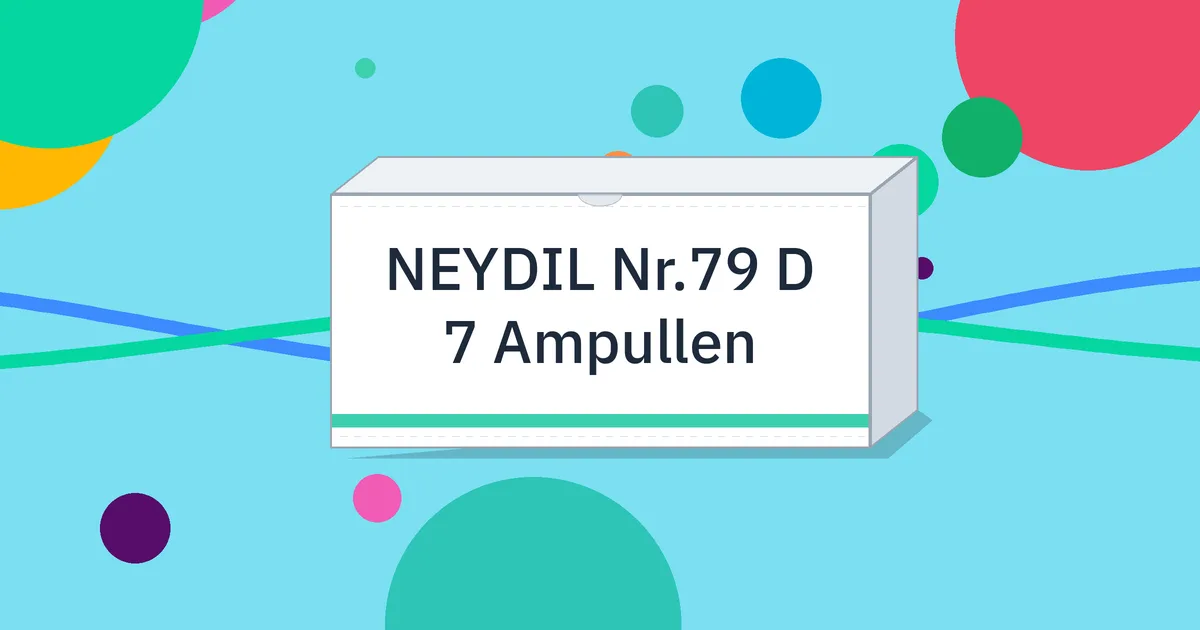 Symbolbild: Packung mit der Aufschrift NEYDIL Nr.79 D 7 Ampullen (PZN 06487500) – Verfügbarkeit und Bezug in Apotheken in Frankfurt am Main