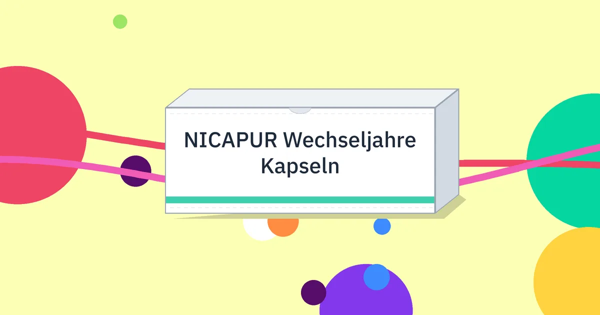 Symbolbild: Packung mit der Aufschrift NICAPUR Wechseljahre Kapseln (PZN 13895984) – Verfügbarkeit und Bezug in Apotheken in Frankfurt am Main