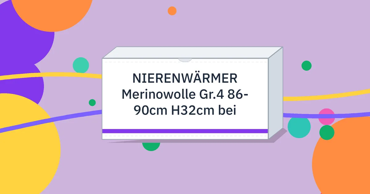 Symbolbild: Packung mit der Aufschrift NIERENWÄRMER Merinowolle Gr.4 86-90cm H32cm bei (PZN 19502750) – Verfügbarkeit und Bezug in Apotheken in Frankfurt am Main