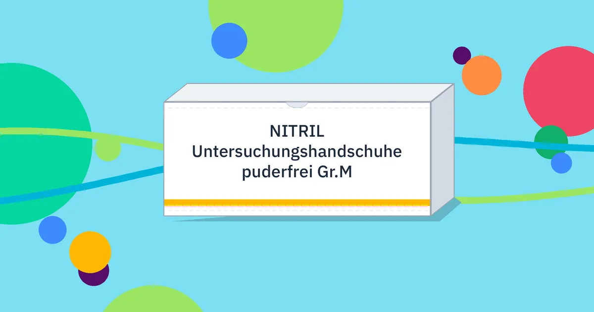 Symbolbild: Packung mit der Aufschrift NITRIL Untersuchungshandschuhe puderfrei Gr.M (PZN 01304127) – Verfügbarkeit und Bezug in Apotheken in Frankfurt am Main