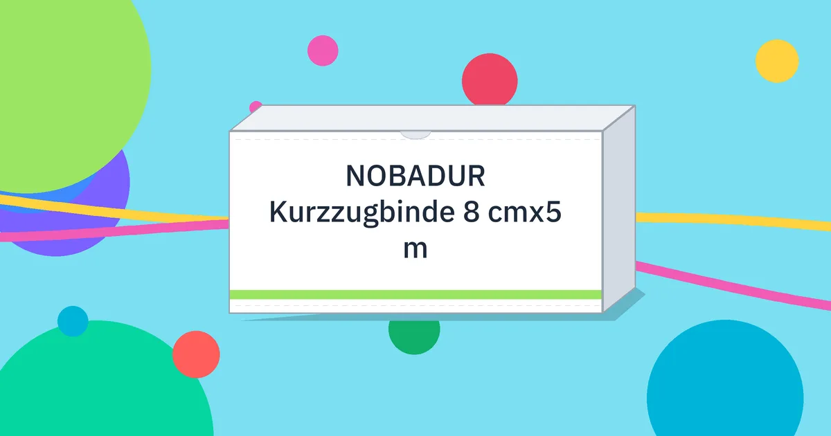 Symbolbild: Packung mit der Aufschrift NOBADUR Kurzzugbinde 8 cmx5 m (PZN 16027981) – Verfügbarkeit und Bezug in Apotheken in Frankfurt am Main
