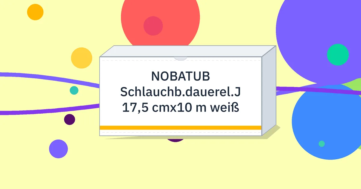 Symbolbild: Packung mit der Aufschrift NOBATUB Schlauchb.dauerel.J 17,5 cmx10 m weiß (PZN 07094180) – Verfügbarkeit und Bezug in Apotheken in Frankfurt am Main