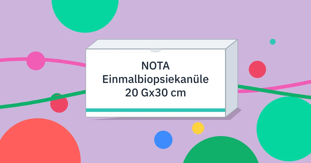 Symbolbild: Packung mit der Aufschrift NOTA Einmalbiopsiekanüle 20 Gx30 cm (PZN 03923998) – Verfügbarkeit und Bezug in Apotheken in Frankfurt am Main