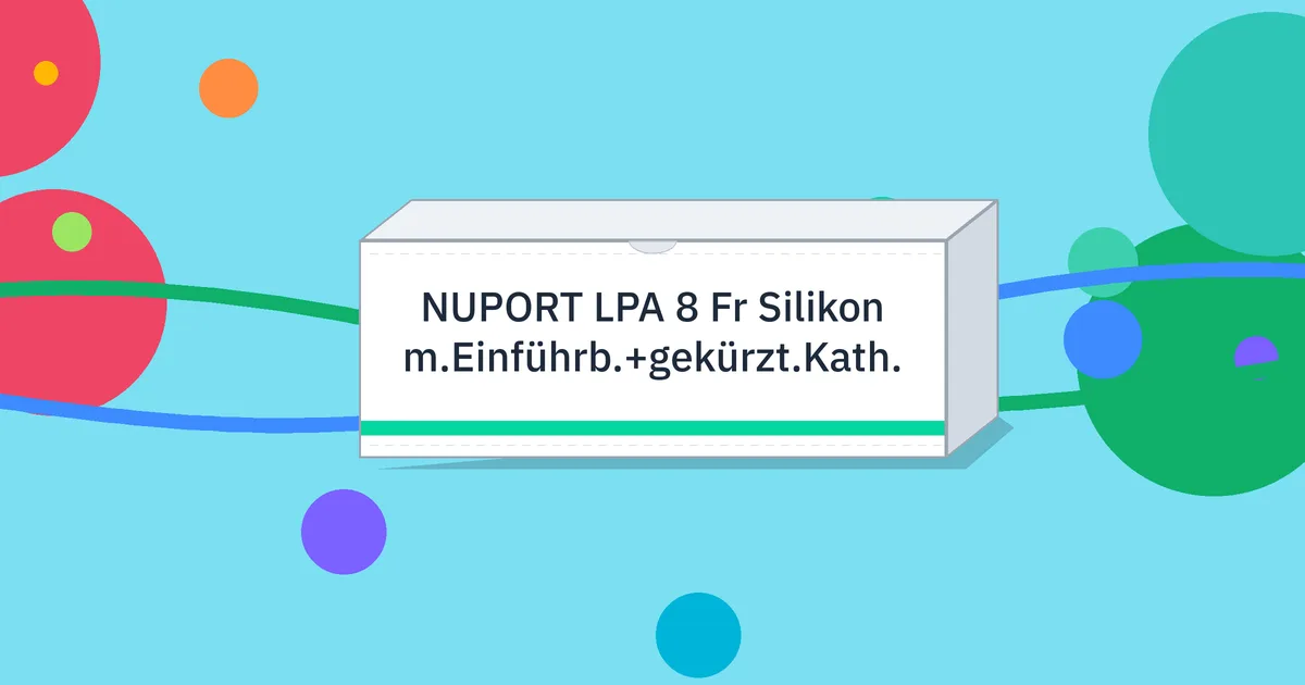 Symbolbild: Packung mit der Aufschrift NUPORT LPA 8 Fr Silikon m.Einführb.+gekürzt.Kath. (PZN 14061488) – Verfügbarkeit und Bezug in Apotheken in Frankfurt am Main