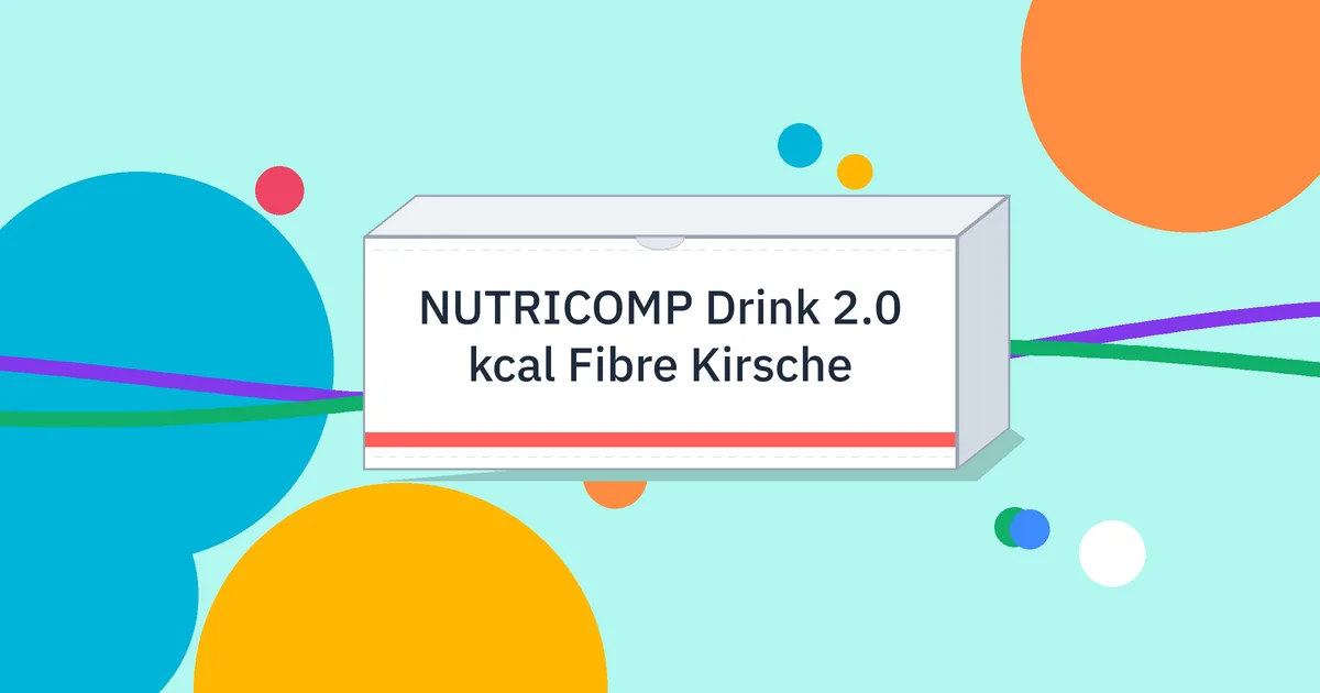 Symbolbild: Packung mit der Aufschrift NUTRICOMP Drink 2.0 kcal Fibre Kirsche (PZN 11137848) – Verfügbarkeit und Bezug in Apotheken in Frankfurt am Main