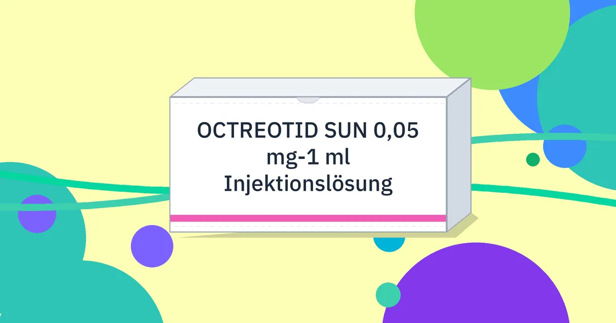 Symbolbild: Packung mit der Aufschrift OCTREOTID SUN 0,05 mg-1 ml Injektionslösung (PZN 09425184) – Verfügbarkeit und Bezug in Apotheken in Frankfurt am Main