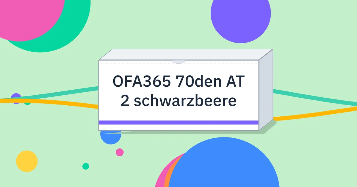 Symbolbild: Packung mit der Aufschrift OFA365 70den AT 2 schwarzbeere (PZN 16722474) – Verfügbarkeit und Bezug in Apotheken in Frankfurt am Main