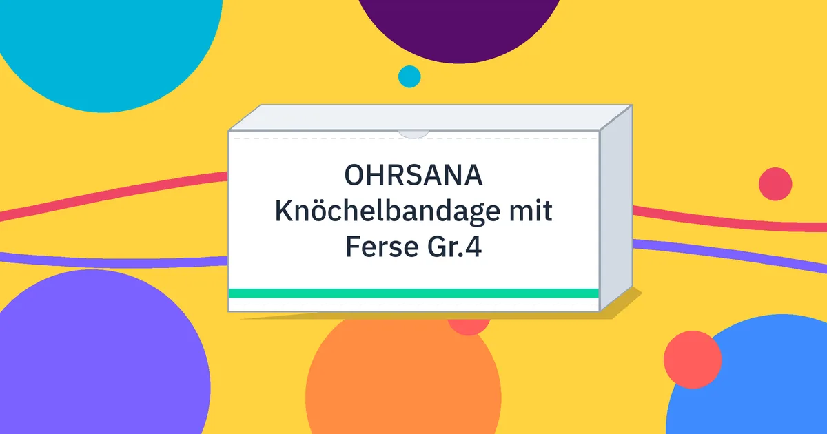 Symbolbild: Packung mit der Aufschrift OHRSANA Knöchelbandage mit Ferse Gr.4 (PZN 07121184) – Verfügbarkeit und Bezug in Apotheken in Frankfurt am Main