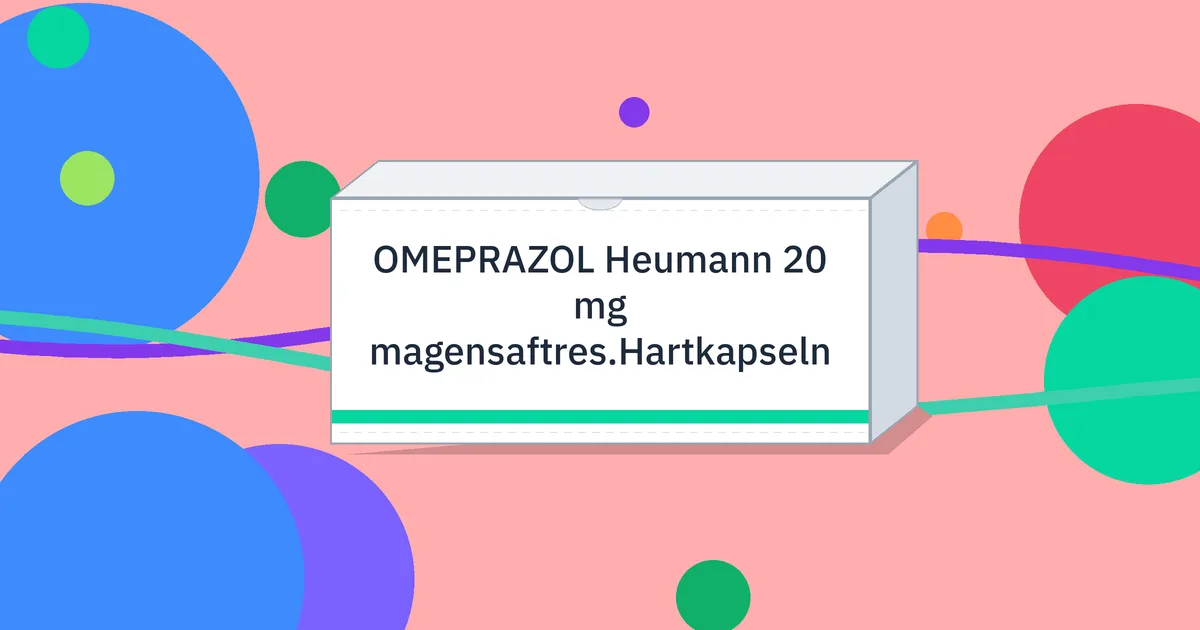 Symbolbild: Packung mit der Aufschrift OMEPRAZOL Heumann 20 mg magensaftres.Hartkapseln (PZN 01746977) – Verfügbarkeit und Bezug in Apotheken in Frankfurt am Main