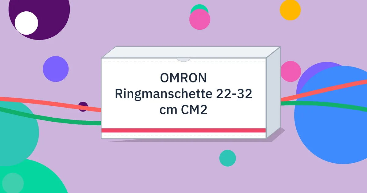 Symbolbild: Packung mit der Aufschrift OMRON Ringmanschette 22-32 cm CM2 (PZN 05519681) – Verfügbarkeit und Bezug in Apotheken in Frankfurt am Main
