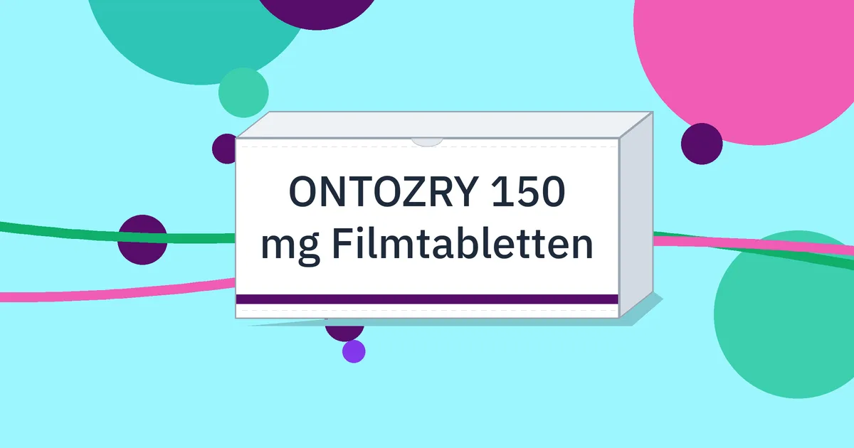 Symbolbild: Packung mit der Aufschrift ONTOZRY 150 mg Filmtabletten (PZN 17259386) – Verfügbarkeit und Bezug in Apotheken in Frankfurt am Main